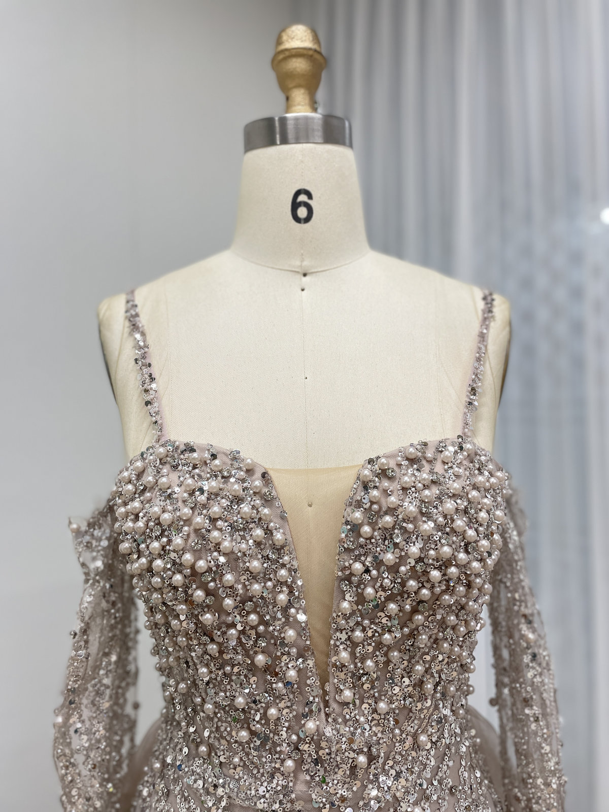Amazing Haute Couture Bodice Evening Gown With Removable Sleeve And ...